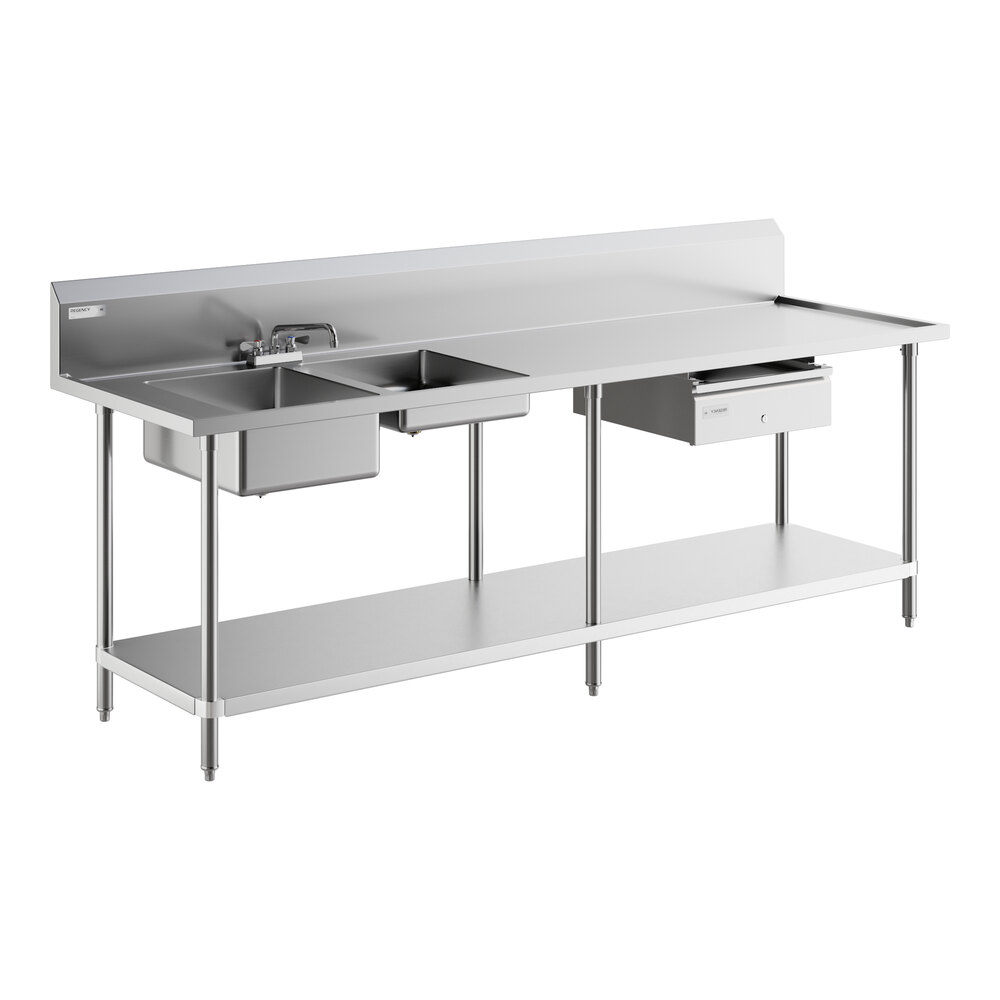 Regency Spec Line 30" x 96" 14 Gauge Stainless Steel Work Table with 2 ...