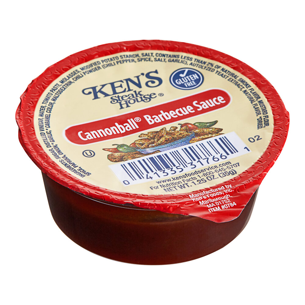 Ken's Foods Cannonball BBQ Sauce 1.25 oz. Cup - 100/Case