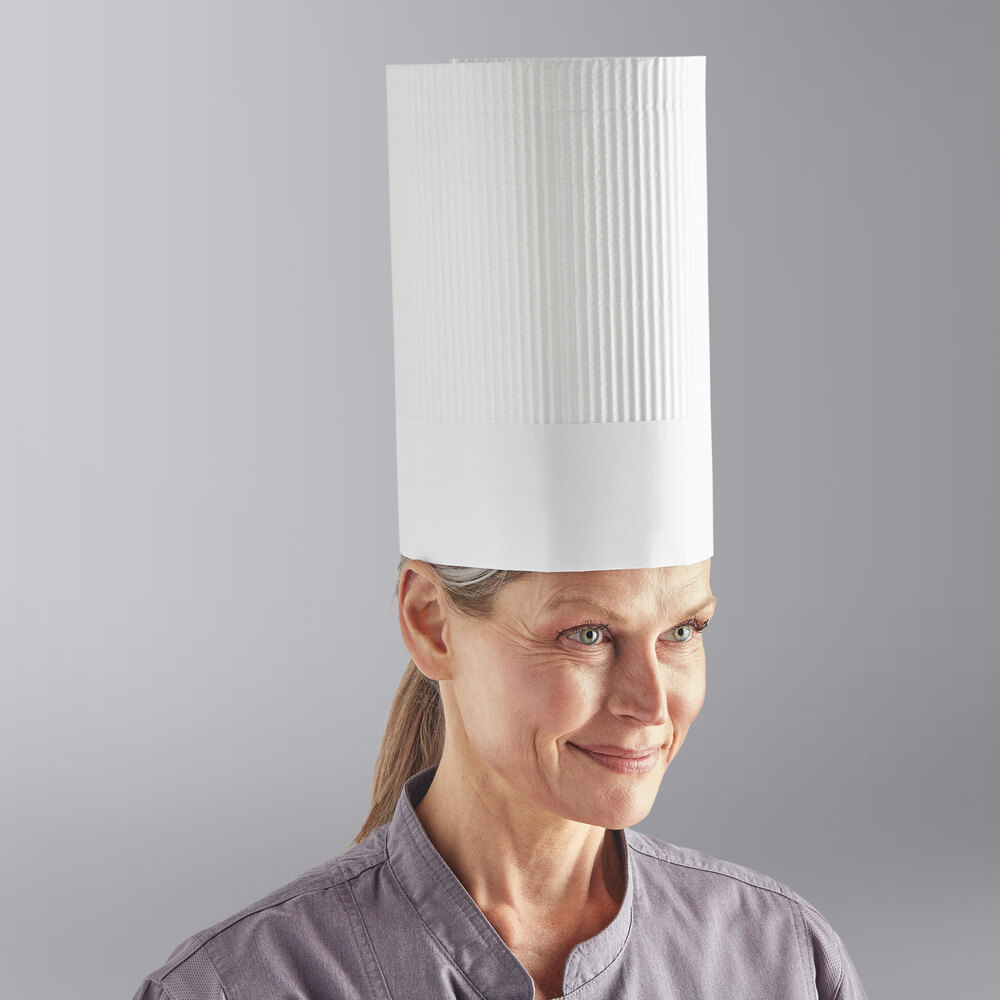 Choice 10" White Corrugated Disposable Chef Hat, Flat Pack - 50/Case