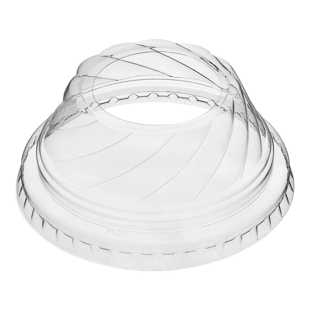 Choice 6 oz. Clear Plastic Low Dome Lid with Hole - 1,000/Case