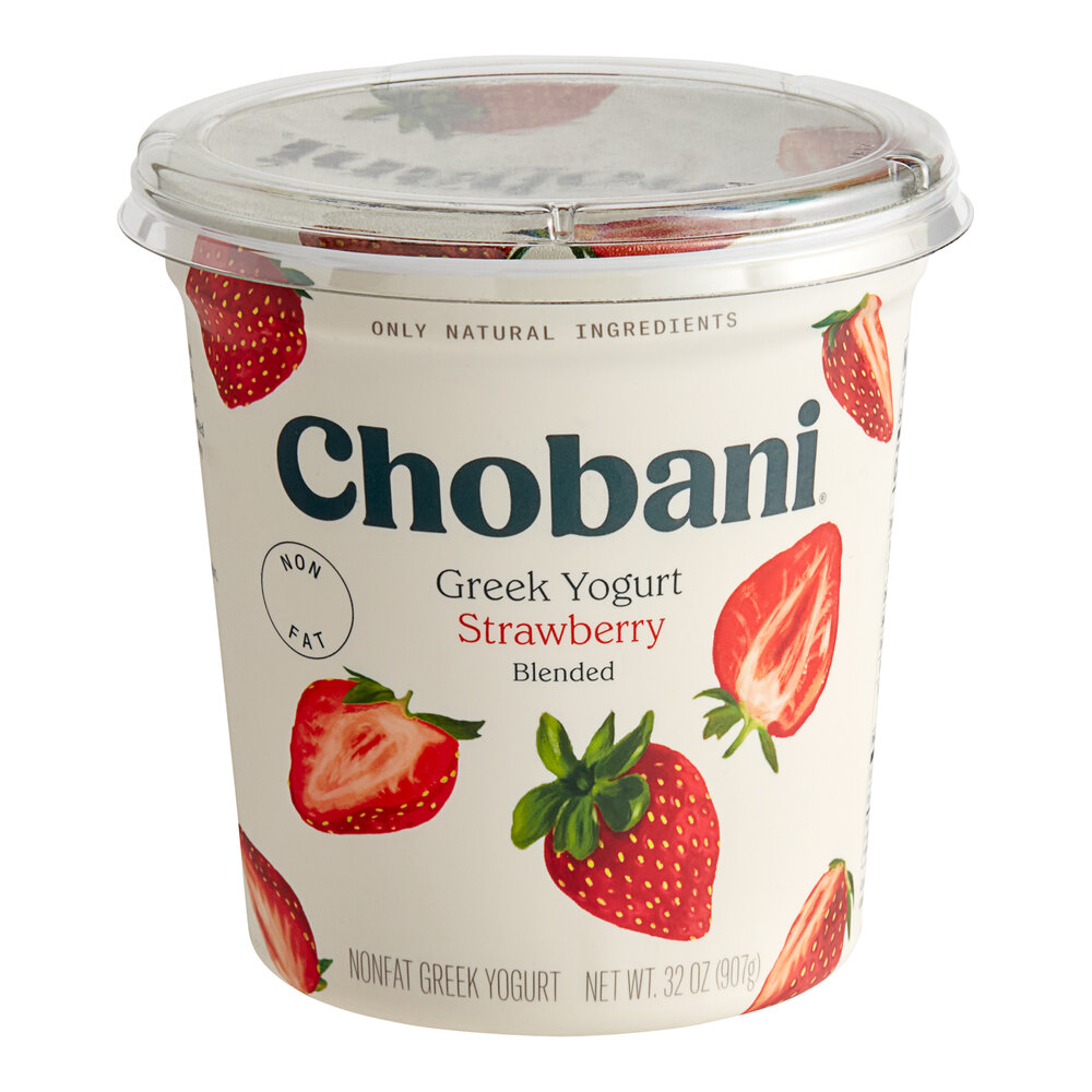 Chobani Non-Fat Strawberry Greek Yogurt 32 oz. - 6/Case