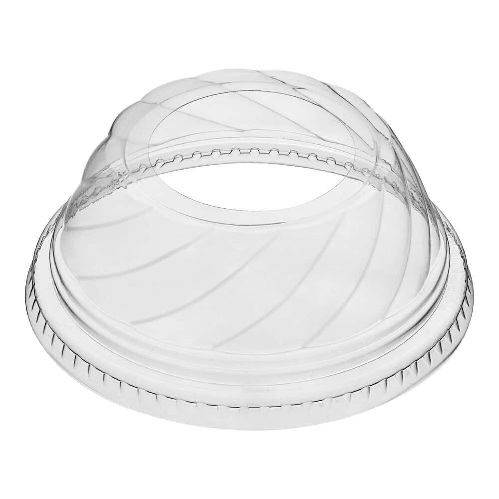 Choice 5, 8, 12 oz. Clear Plastic Low Dome Lid with Hole - 50/Pack