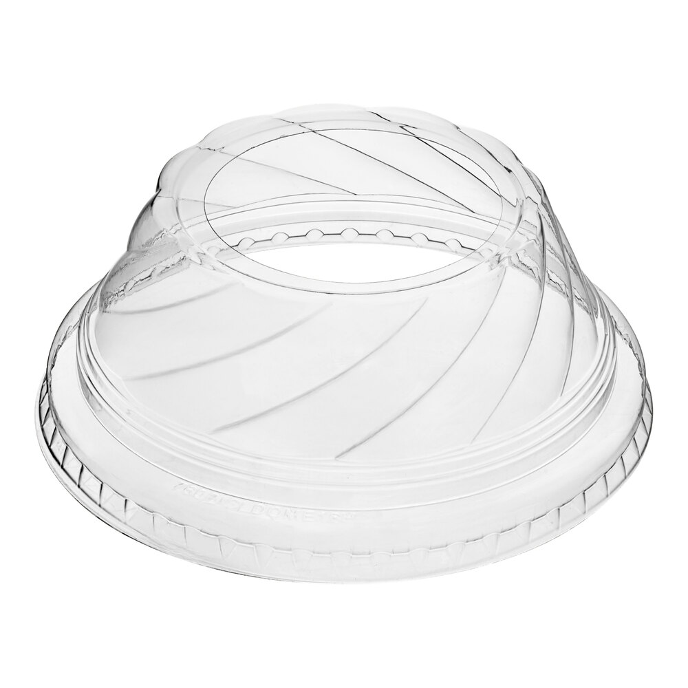 Choice 16 oz. Clear Plastic Low Dome Lid with Hole - 1,000/Case