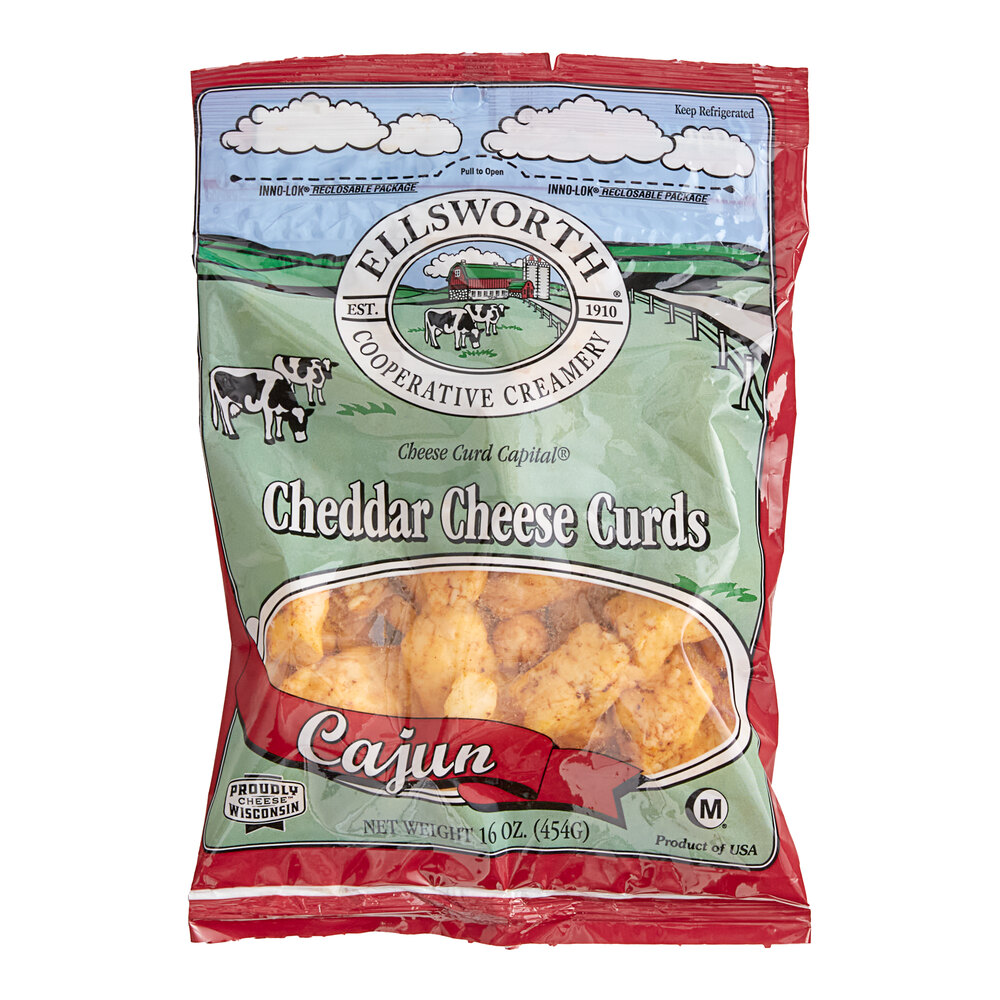Ellsworth Cooperative Creamery Cajun Cheddar Cheese Curds 16 oz. - 8/Case