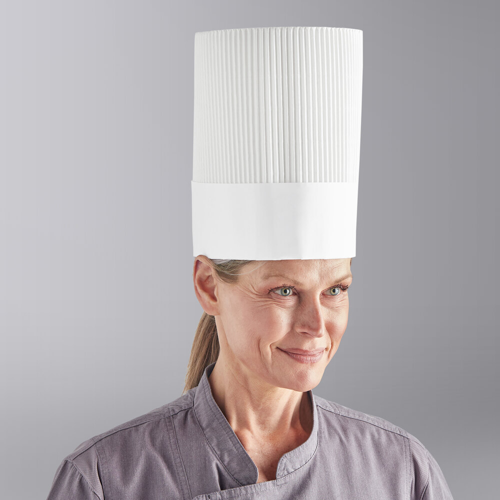 Choice 10" White Corrugated Disposable Chef Hat, Fully Formed - 12/Case