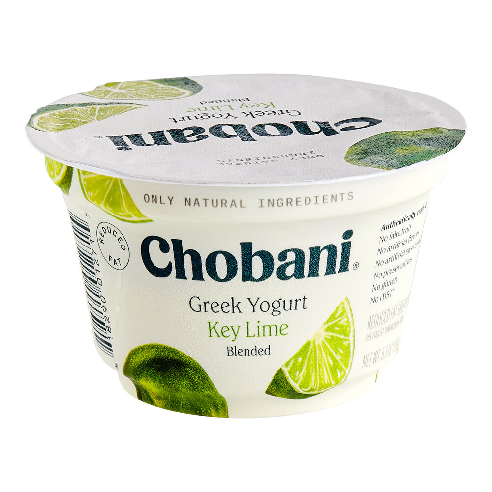 Chobani Low-Fat Key Lime Greek Yogurt 5.3 oz. - 12/Case