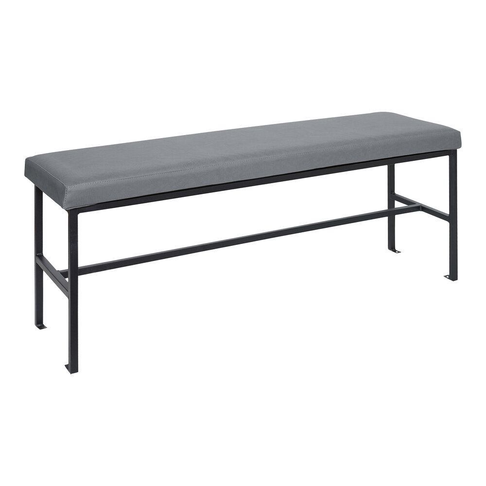 BFM Seating Meghan Black Powder-Coated Steel Bench with Gray Vinyl Seat