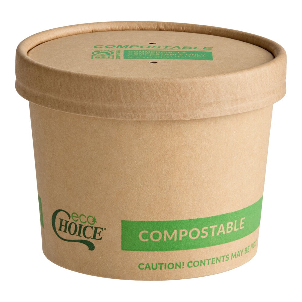 EcoChoice 12 oz. Kraft Paper Food Cup with Vented Lid - 250/Case