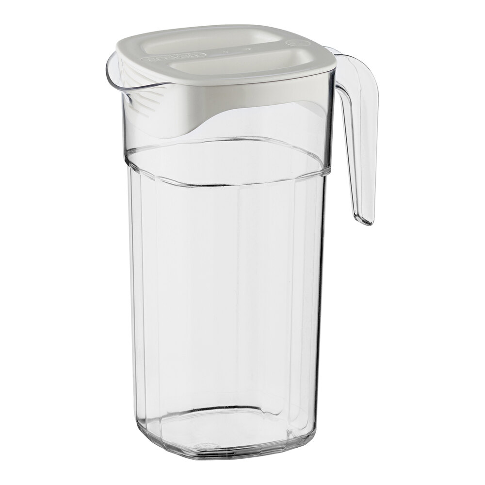 Araven 61 oz. Clear Polycarbonate Stackable Pitcher with White Lid 31403