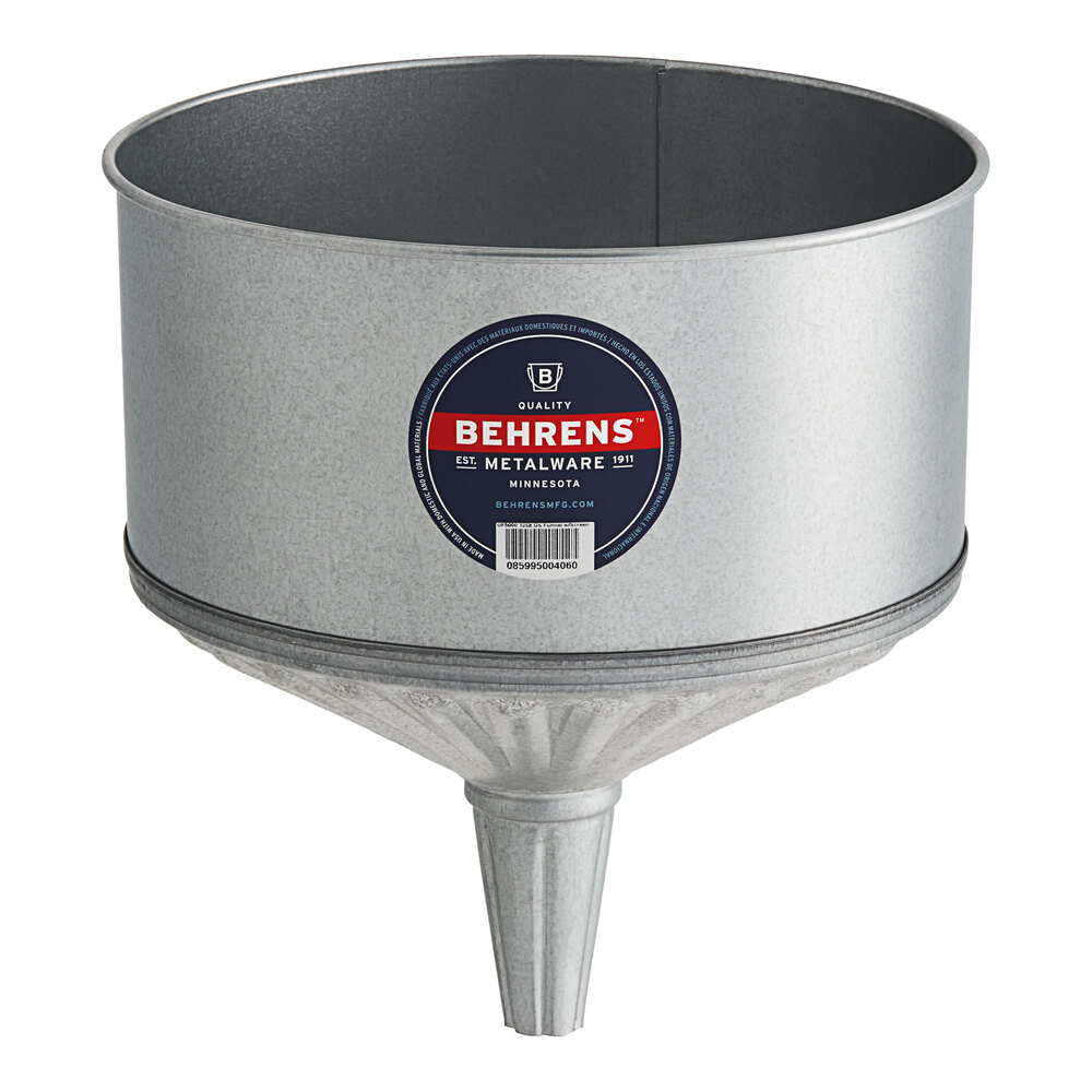 Behrens 12 Qt. Galvanized Steel Funnel with Anti-Swirl Ribbing and ...