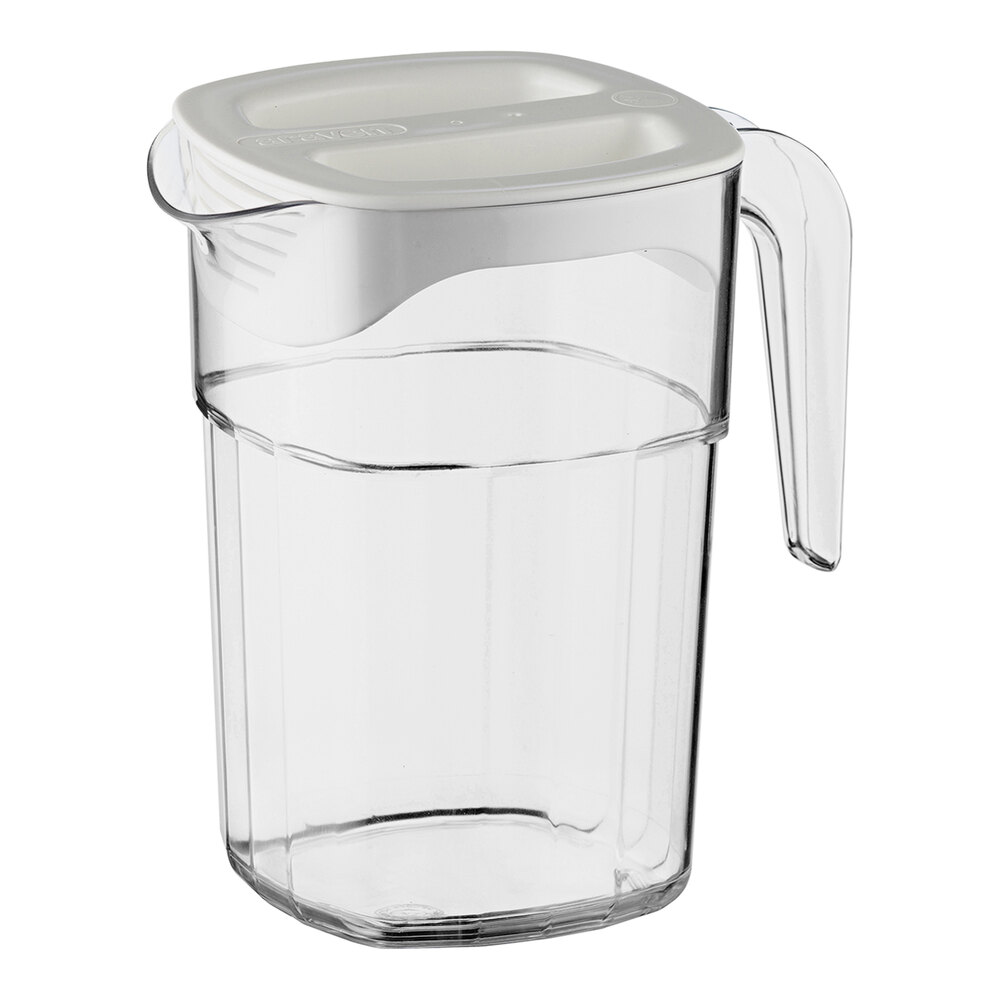 Araven 47 oz. Clear Polycarbonate Stackable Pitcher with White Lid 31402