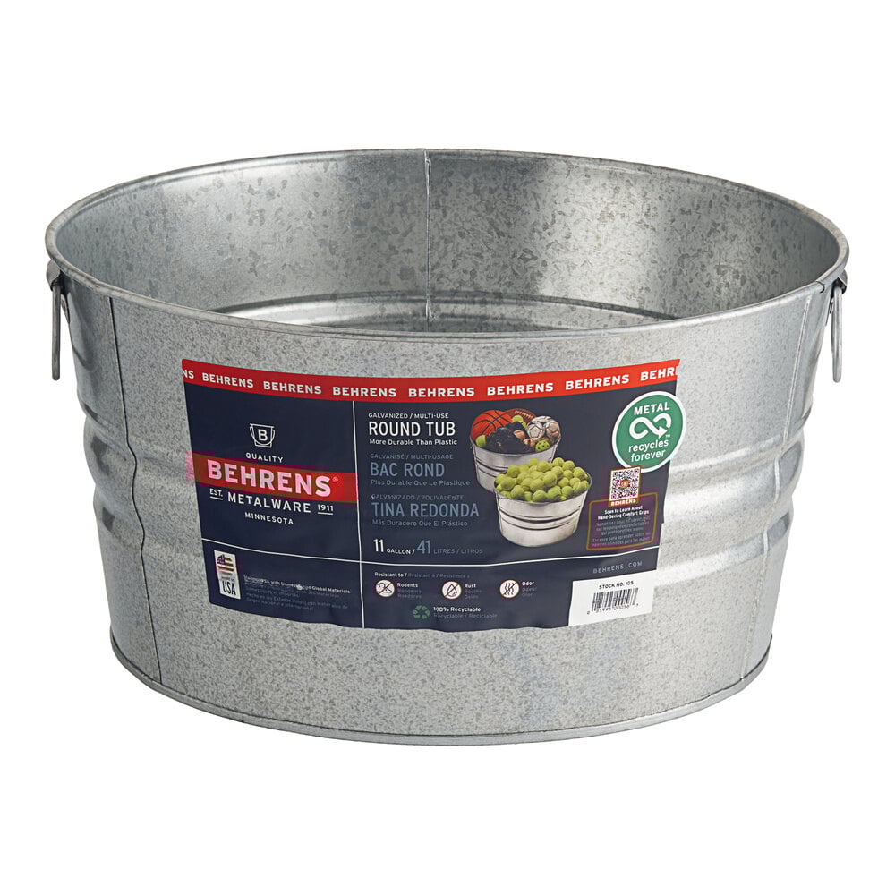 Behrens 20 1/4" x 10 3/4" Galvanized Steel Round Tub 1GS