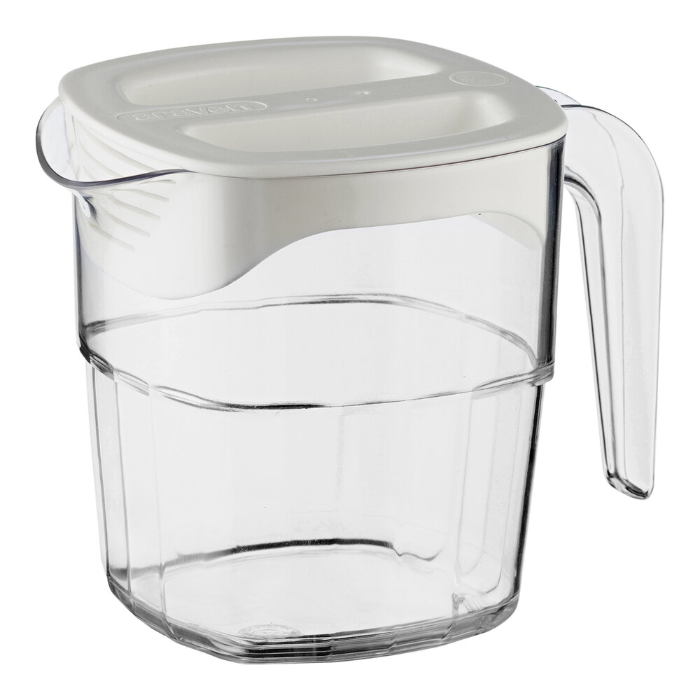 Araven 34 oz. Clear Polycarbonate Stackable Pitcher with White Lid 31401