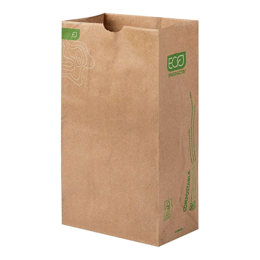 Eco-Products 6 lb. Kraft Compostable Paper Bag - 400/Case