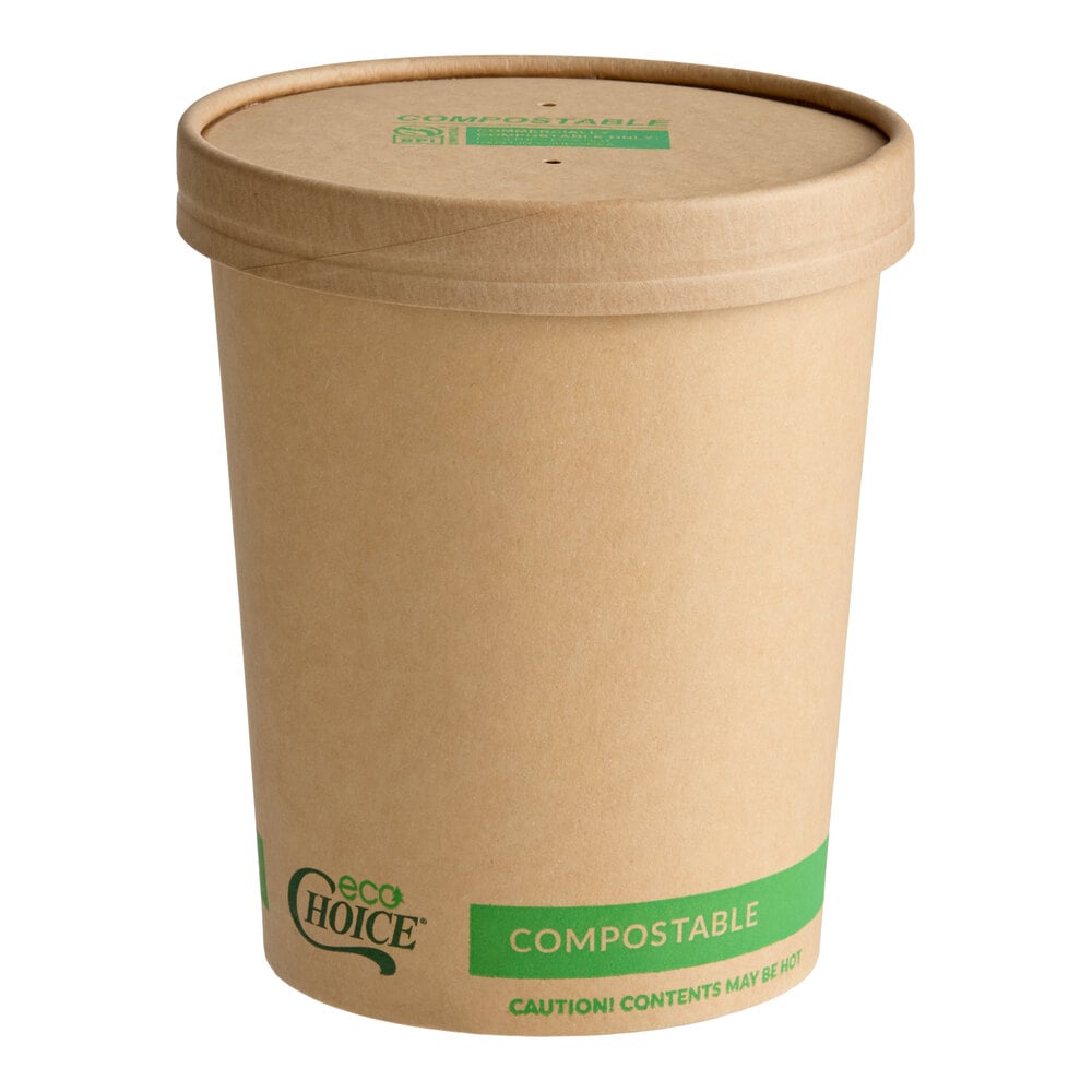 EcoChoice 32 oz. Kraft Paper Food Cup with Vented Lid - 250/Case