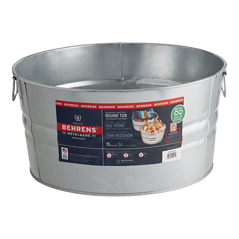 Behrens 21 3/4" x 10 3/4" Galvanized Steel Round Tub 2GS