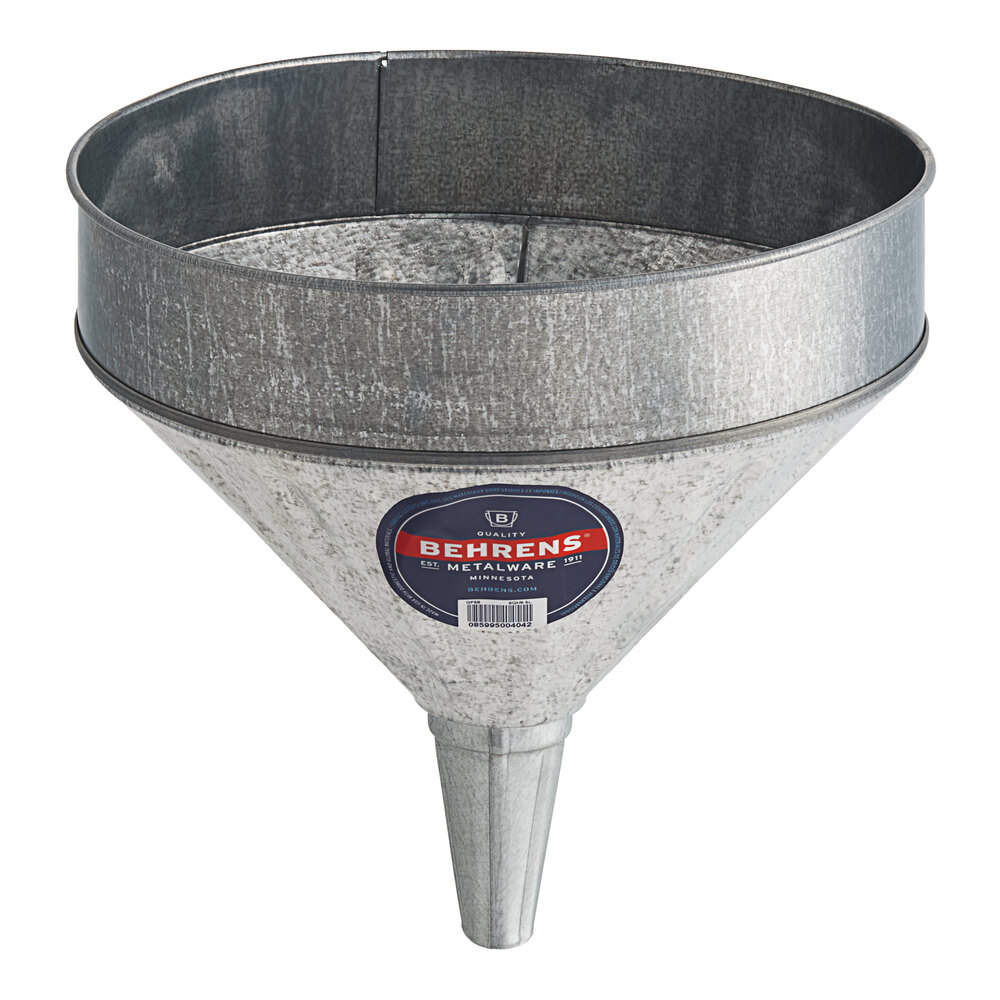 Behrens 9 Qt. Galvanized Steel Funnel with Anti-Swirl Ribbing and Brass ...