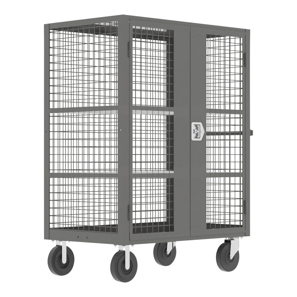 Valley Craft 51" x 24" x 66" Gray Security Cart with 2 Shelves ...