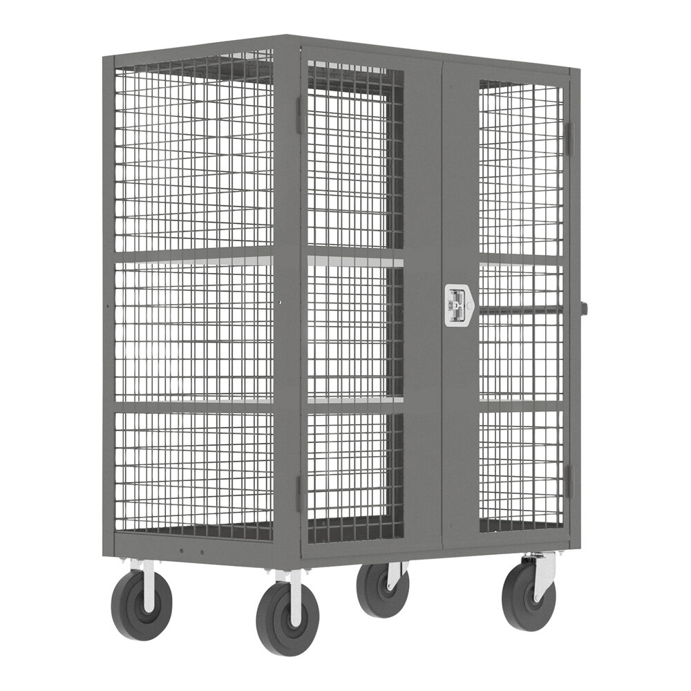 Valley Craft 51" x 30" x 66" Gray Security Cart with 2 Shelves ...