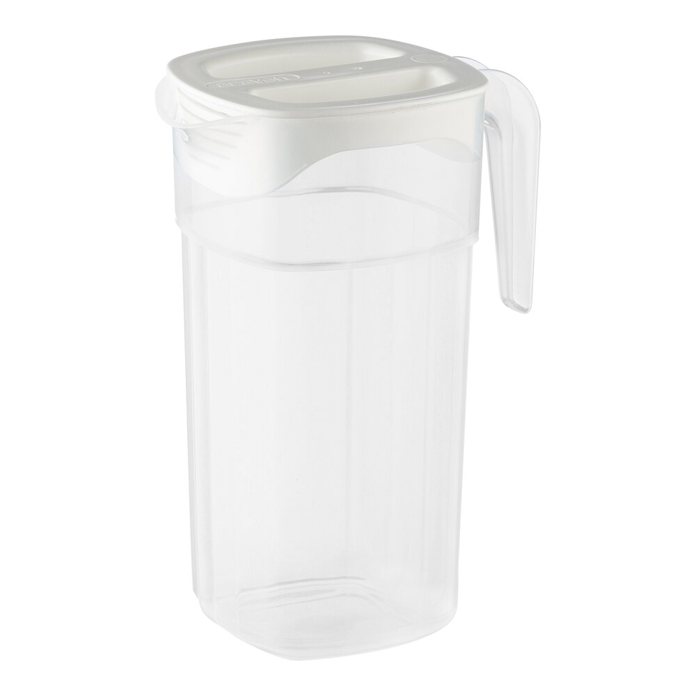 Araven 61 oz. Polypropylene Stackable Pitcher with White Lid 11403