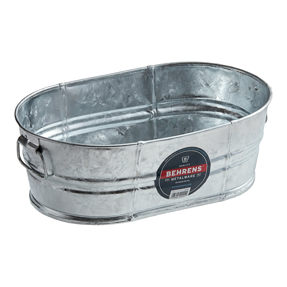 Behrens 9 1/2" x 15" x 5 1/4" Hot-Dipped Steel Oval Tub 000-0V