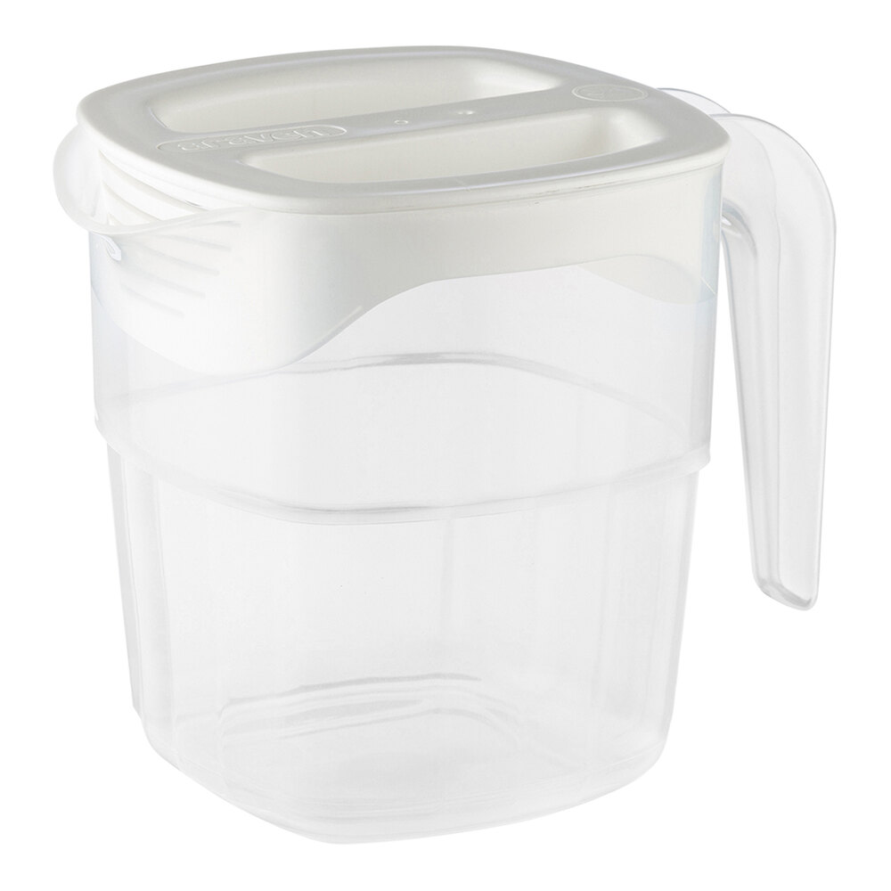 Araven 34 oz. Polypropylene Stackable Pitcher with White Lid 11401