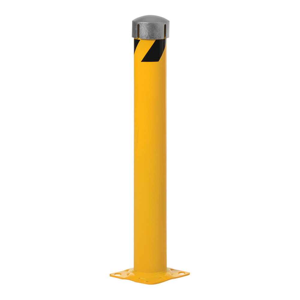 Vestil 8" x 8" x 36" Yellow Steel Fixed Safety Bollard with Chain Slots ...