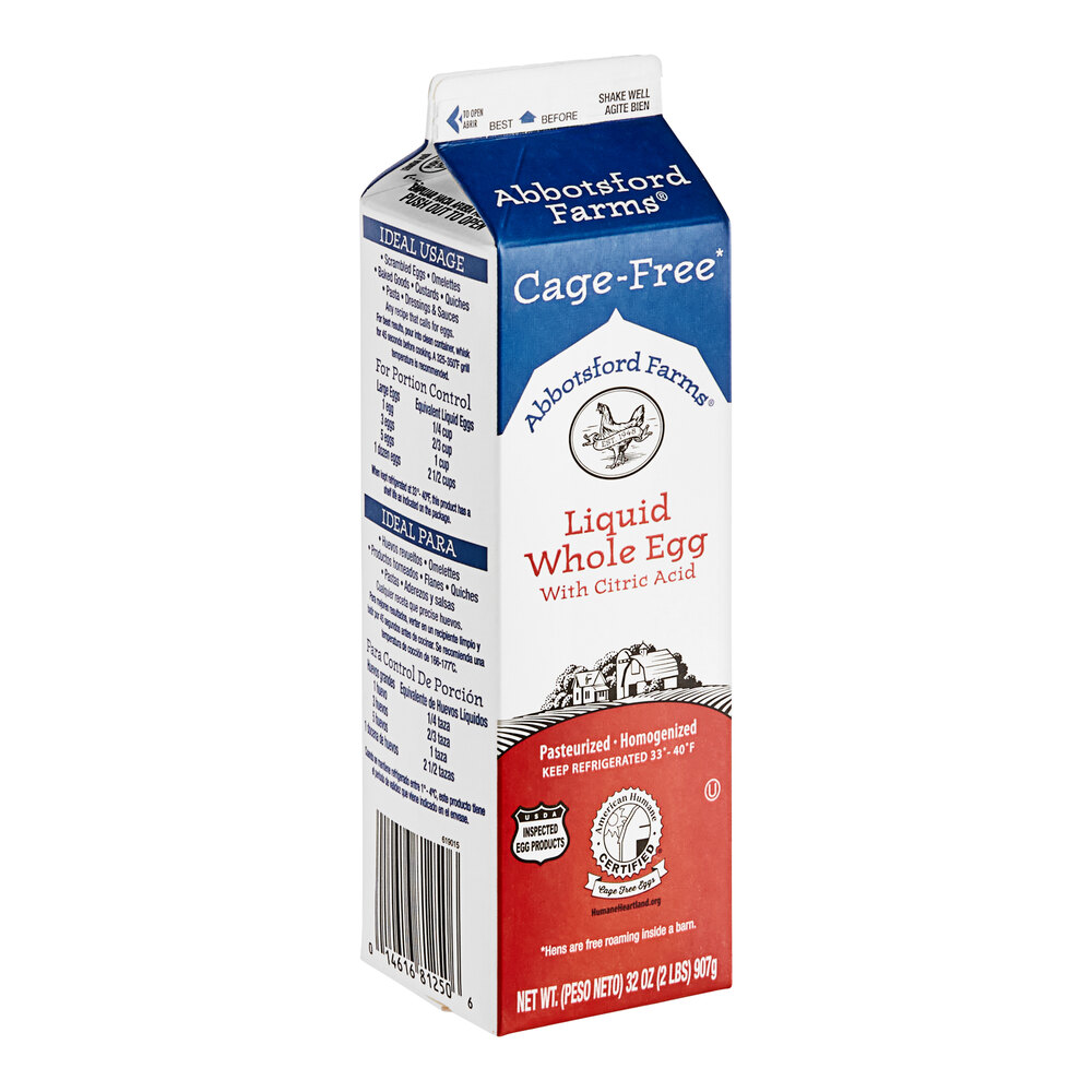 Abbotsford Farms Cage-Free Liquid Whole Eggs 2 lb. - 15/Case