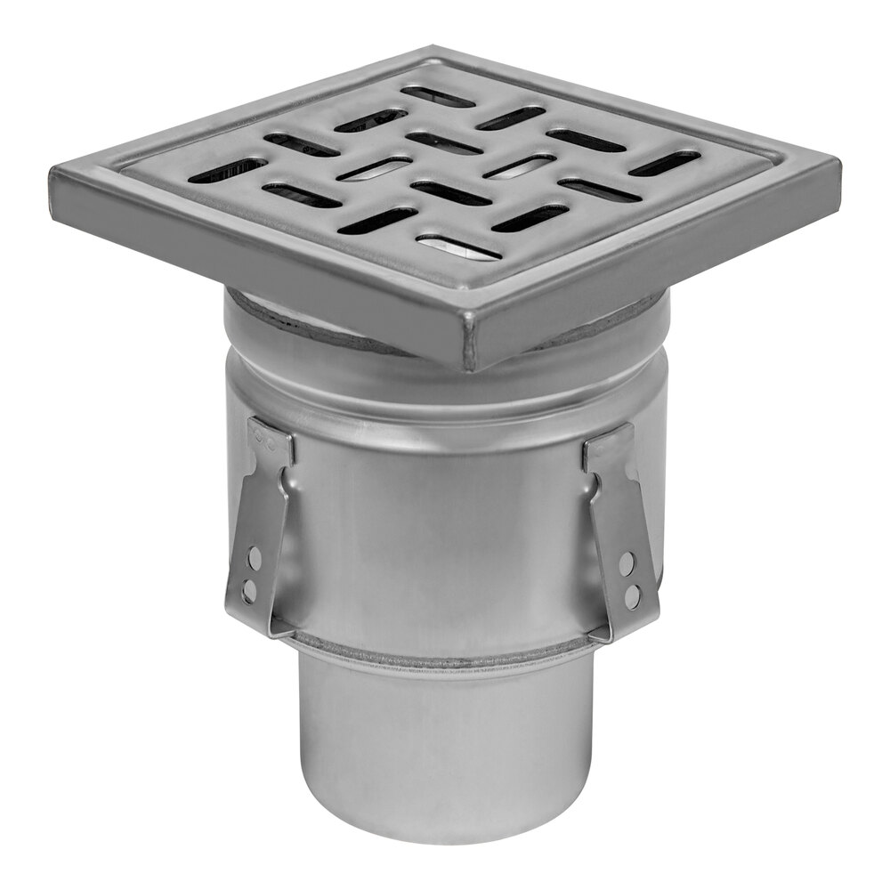 BLUCHER BFD-324 8" Stainless Steel Square Top Sanitary Floor Drain with ...