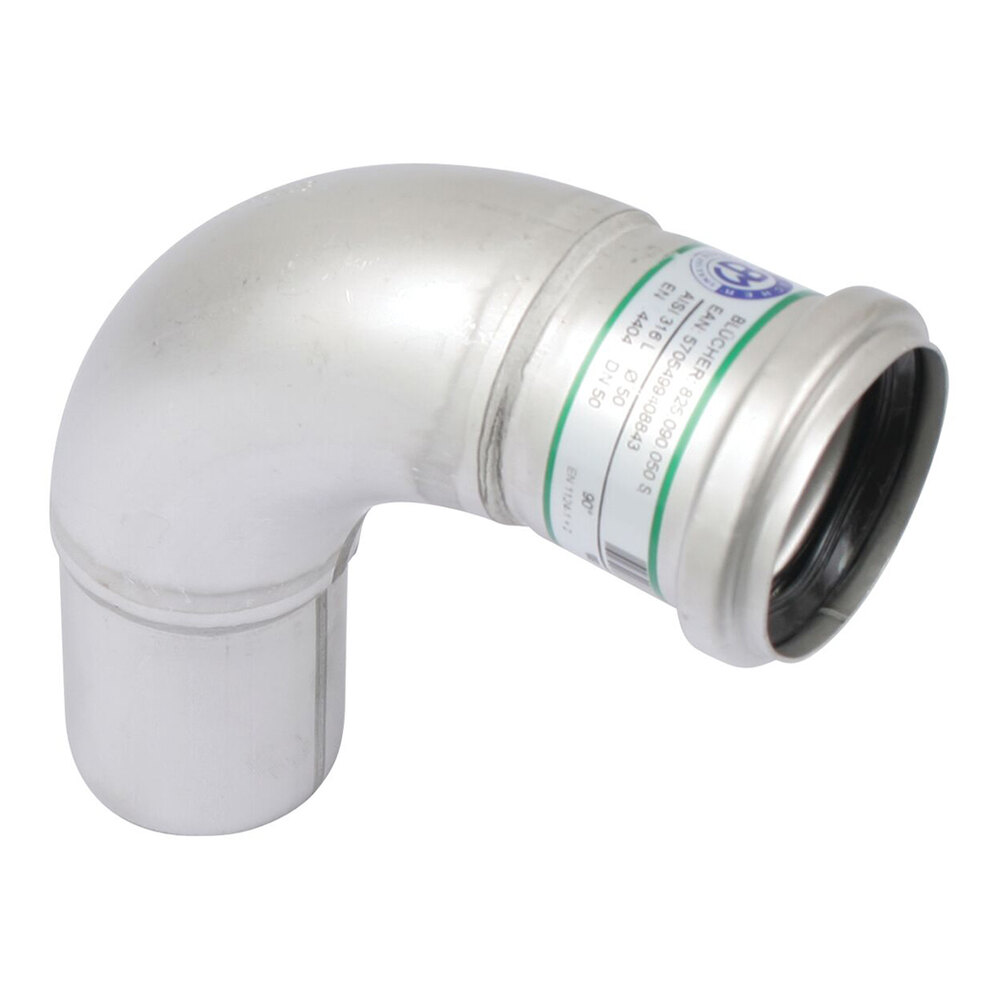 BLUCHER B2-90S-316 EuroPipe 2" Stainless Steel Push-Fit 90 Degree Long ...