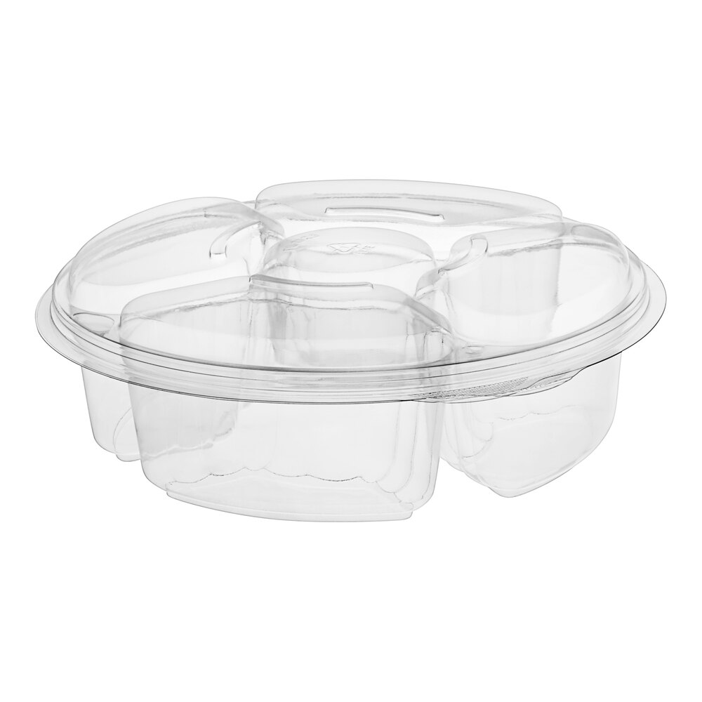 Inline Plastics Essentials 65 oz. Clear PET Plastic 5-Compartment Round ...