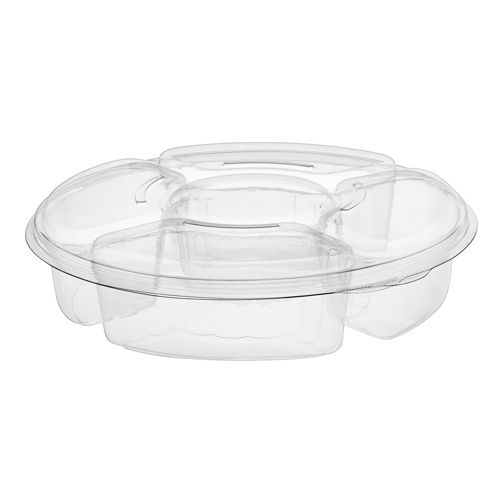 Inline Plastics Essentials 96 oz. Clear PET Plastic 5-Compartment Round ...