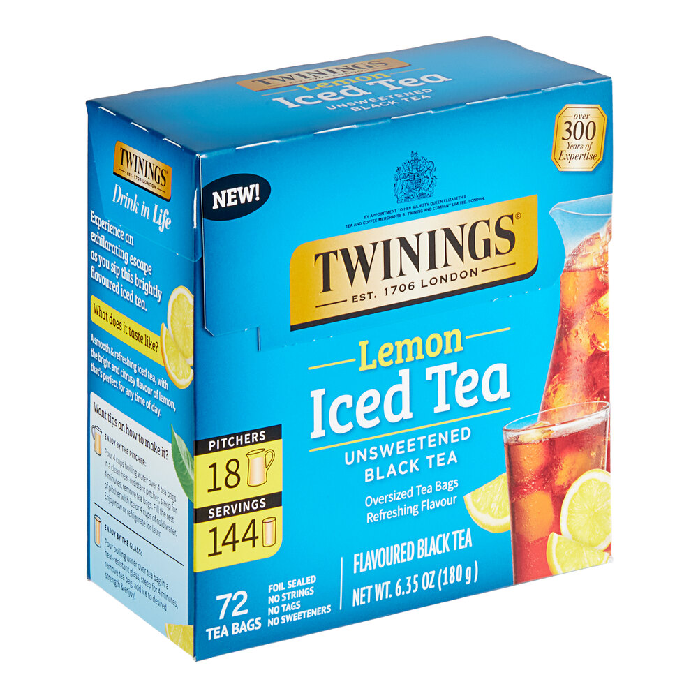 Twinings Unsweetened Black Lemon Iced Tea Bags - 72/Box