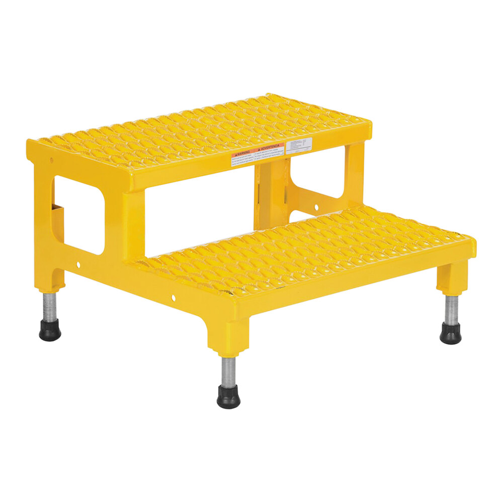 Vestil 23 13/16" x 22 7/8" x 15 1/4" Yellow Steel Two-Step Adjustable ...