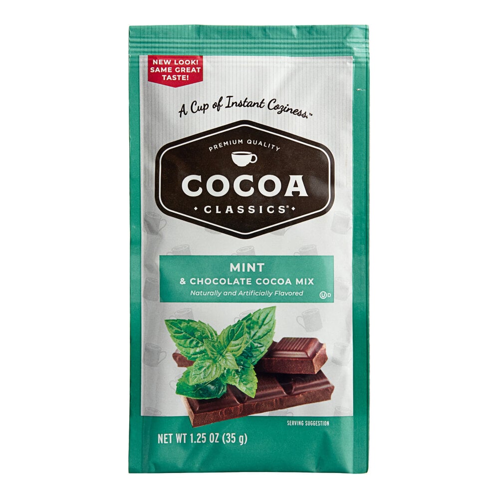 Cocoa Classics Mint and Chocolate Cocoa Mix Packet - 72/Case