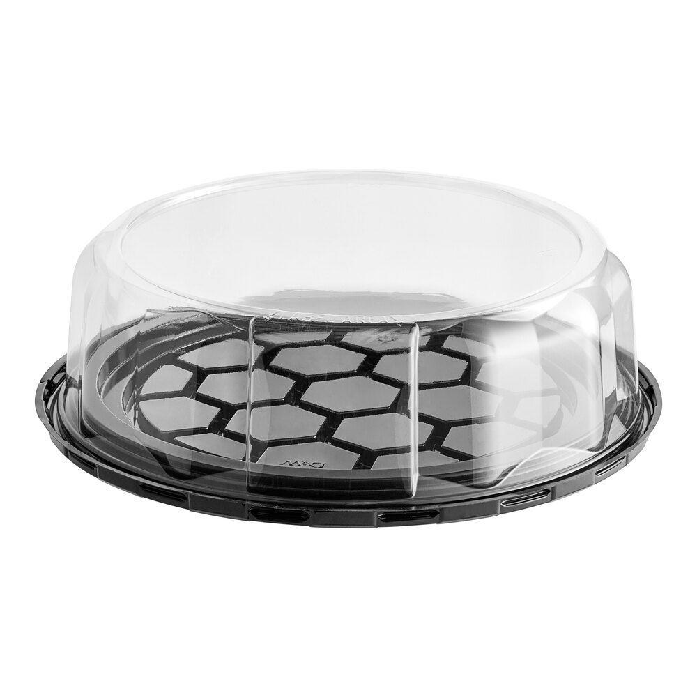 D&W Fine Pack 10" Low Dome Cake Display Container with Clear Scalloped ...