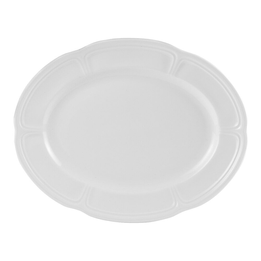 Steelite Distinction Monique 13" x 10 1/2" White Scalloped Oval Platter ...