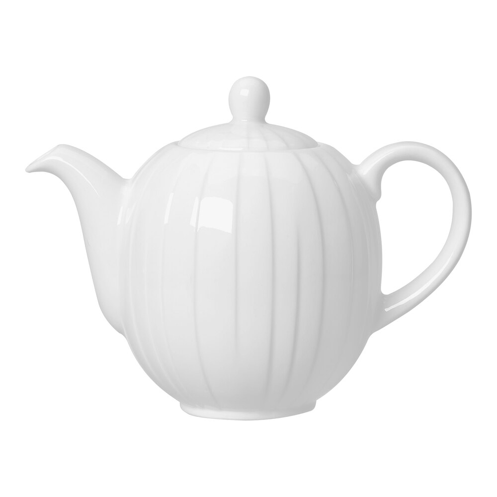 Steelite Distinction Alina 21 oz. White Embossed Beverage Pot with Lid ...