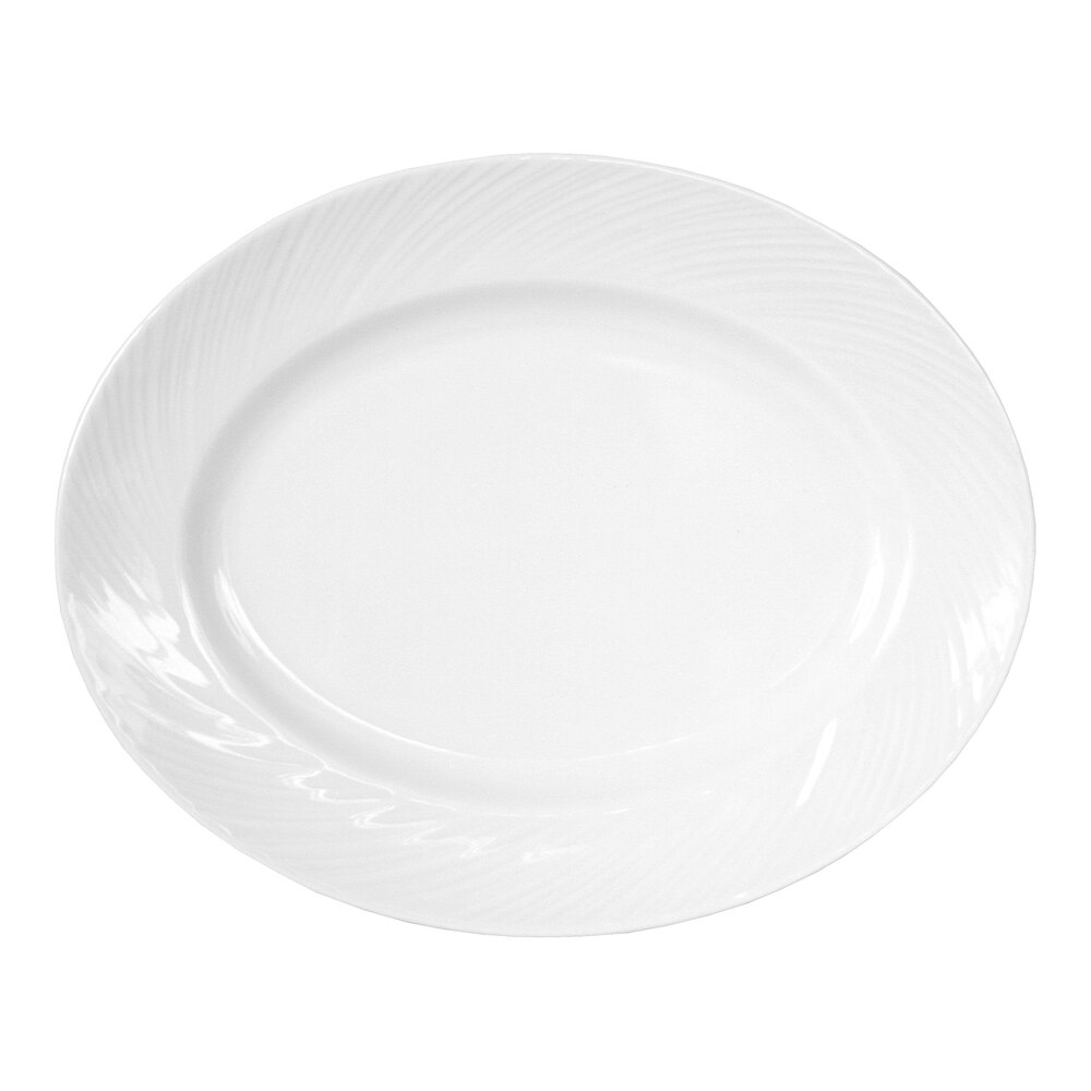 Steelite Distinction Spyro 11" x 8 3/4" White Embossed Oval Platter ...