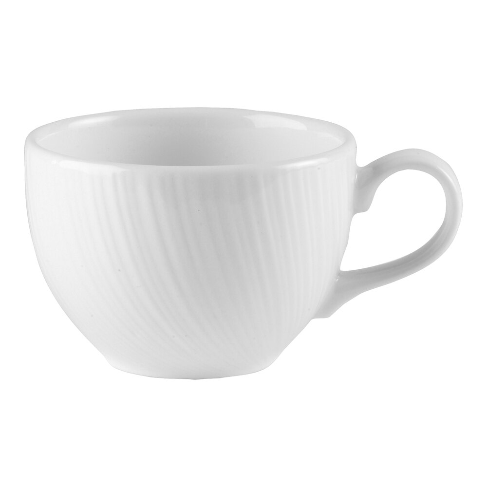 Steelite Distinction Spyro 8 oz. White Embossed Handled Low Cup - 36/Case