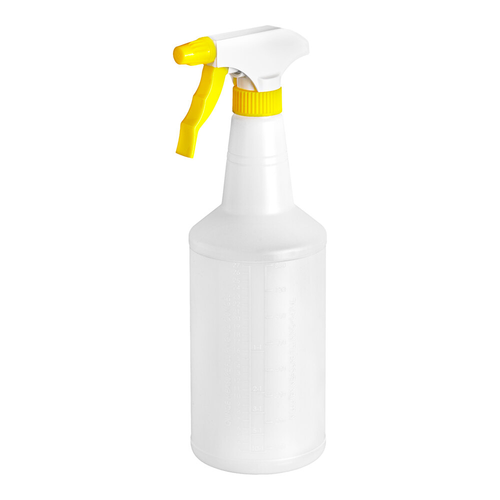 Lavex 32 oz. Plastic Bottle with Yellow Spray Trigger - 12/Pack