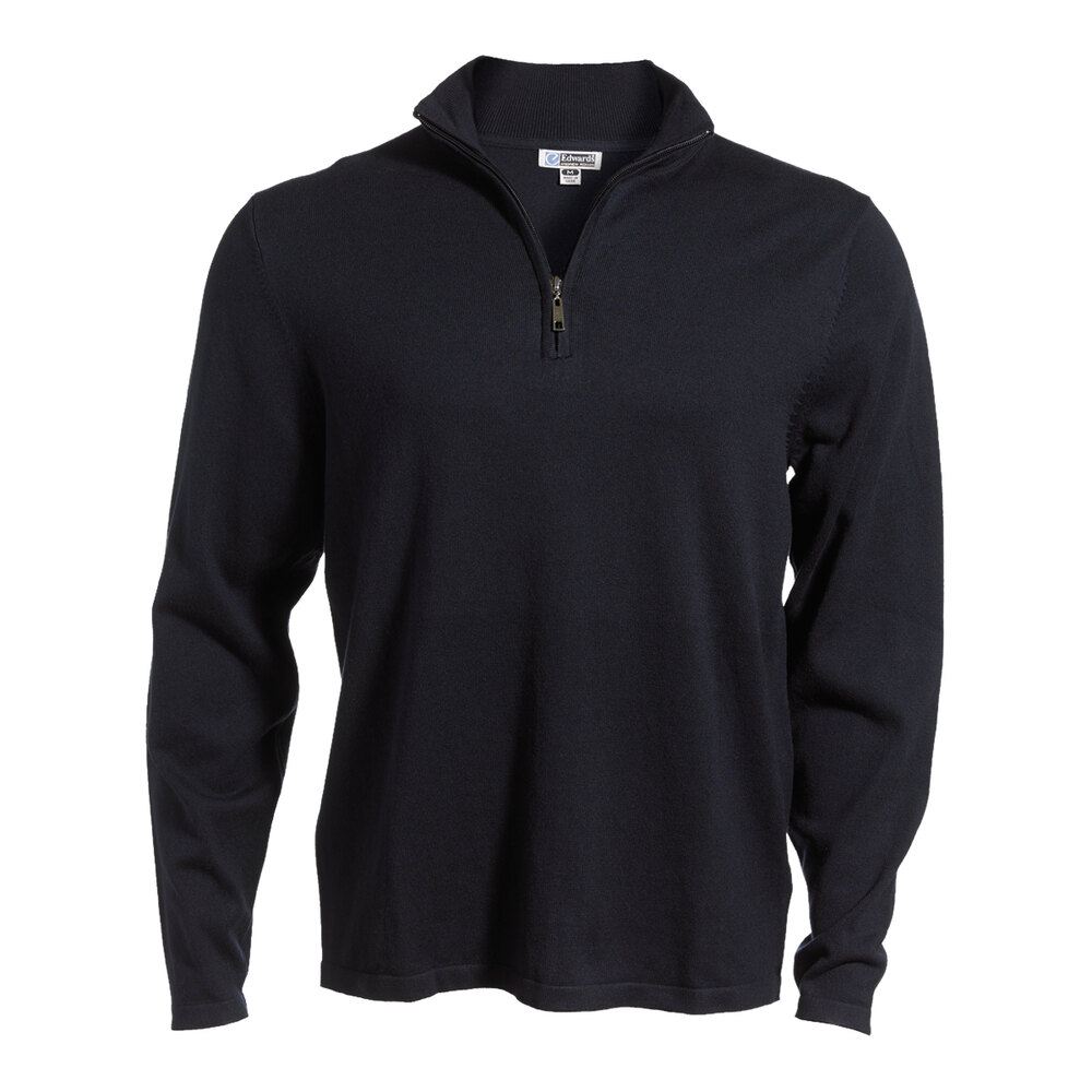 Edwards 4072 Unisex Customizable Navy Quarter-Zip Sweater - Cotton ...