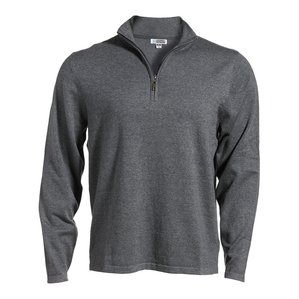 Edwards 4072 Unisex Customizable Smoke Heather Quarter-Zip Sweater ...