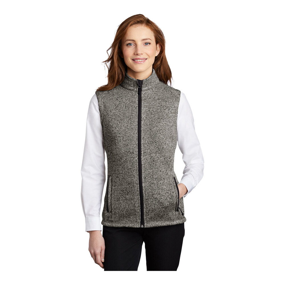 Port Authority L236 Women's Customizable Gray Heather Fleece Sweater ...