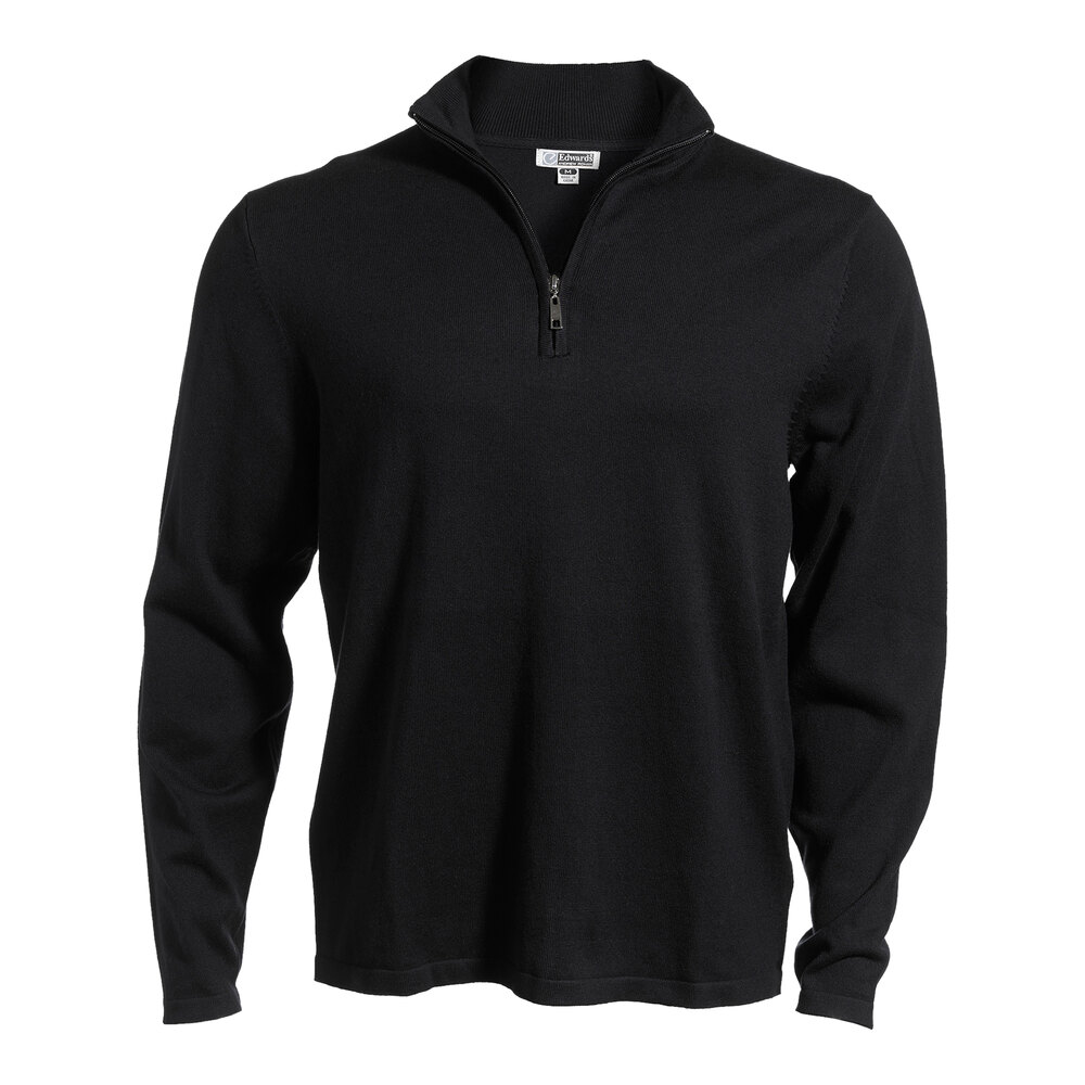 Edwards 4072 Unisex Customizable Black Quarter-Zip Sweater - Cotton ...