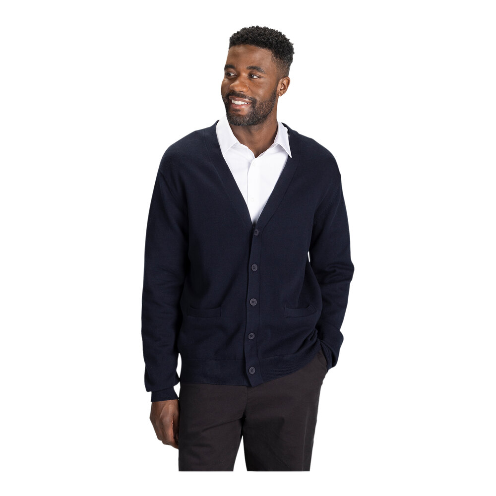 Edwards 4080 Unisex Customizable Navy Jersey Knit Cardigan - Cotton Blend