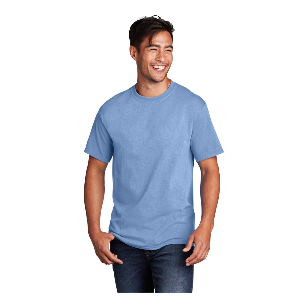 Port & Company PC54 Unisex Customizable Light Blue Short Sleeve T-Shirt ...