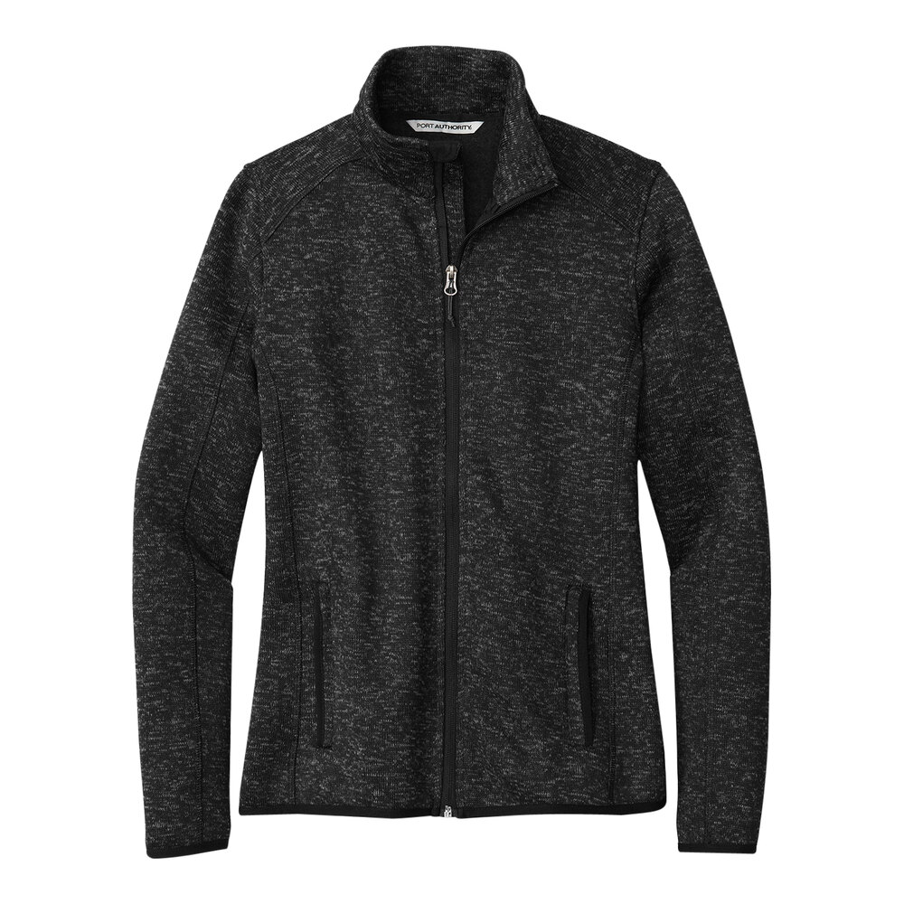 Port Authority L232 Women's Customizable Black Heather Fleece Sweater ...