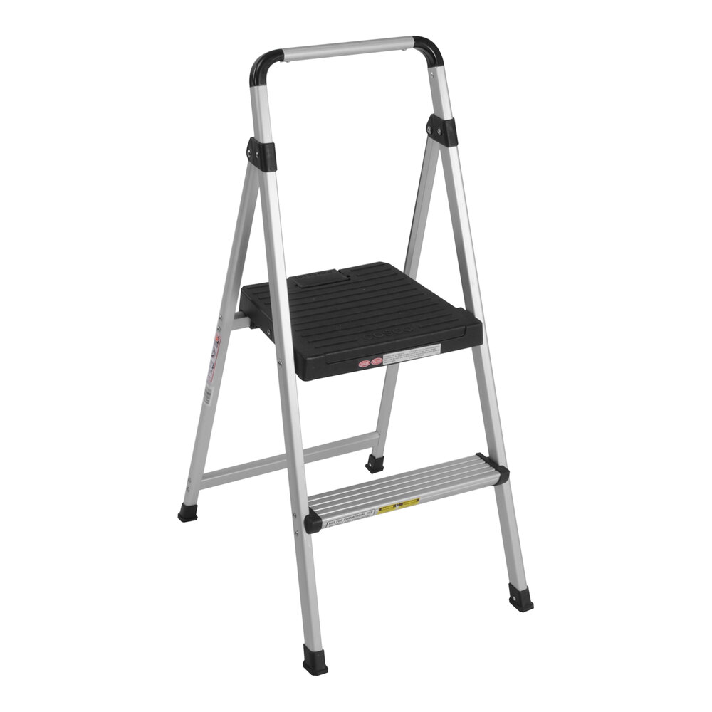 Cosco Aluminum 2-Step Folding Step Stool 11628ABK4 - 4/Case