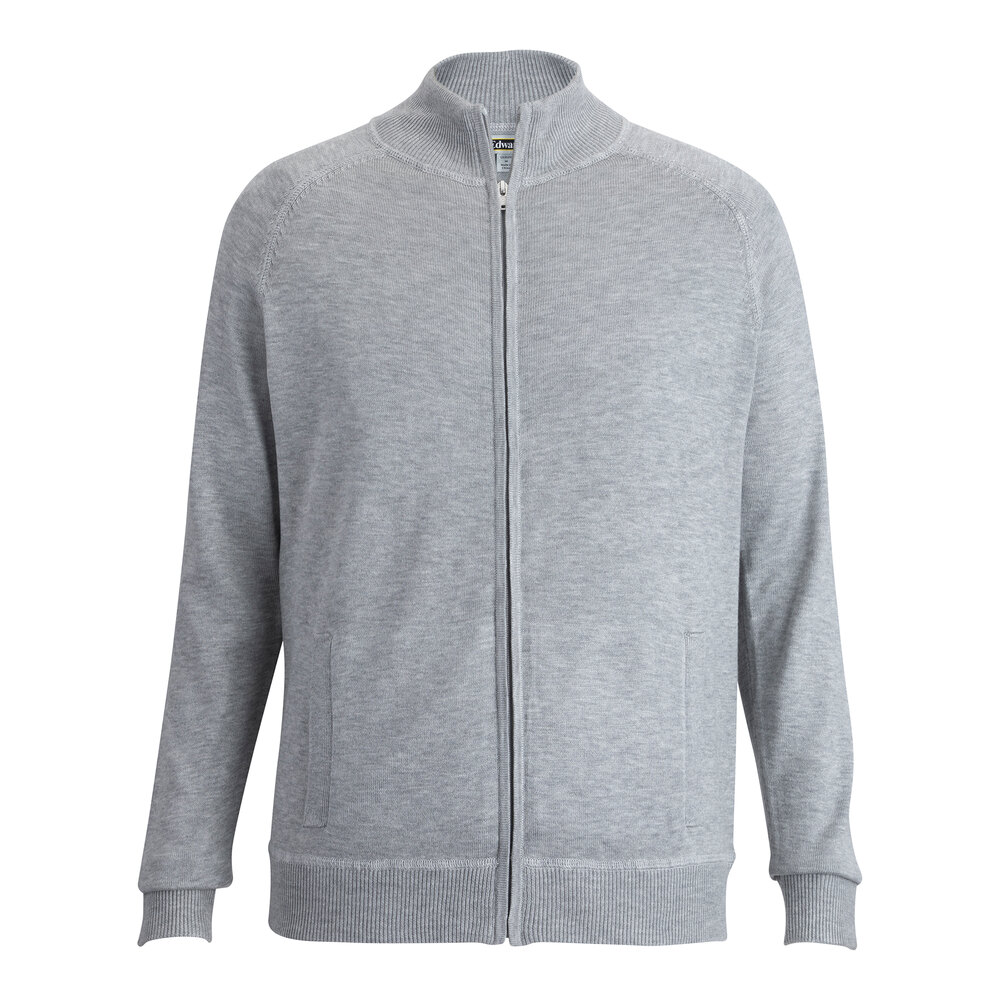Edwards 4066 Unisex Customizable Gray Heather Full-Zip Sweater Jacket ...